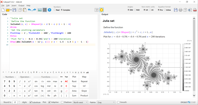 How to plot the Julia Set – Calcpad